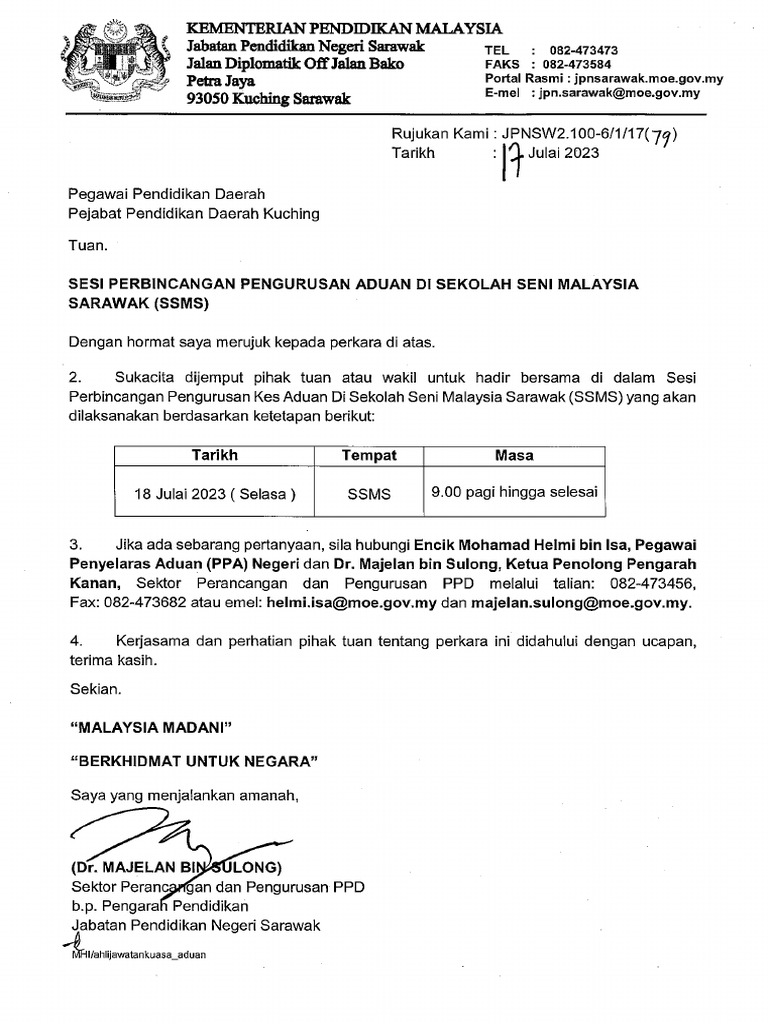 Sas - PPD Kuching Sekolah Seni Malaysia Sarawak | PDF