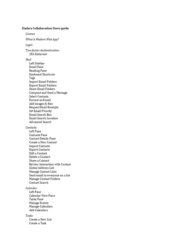 Zimbra Collaboration Users Guide v9 | PDF | Workweek And Weekend | Password