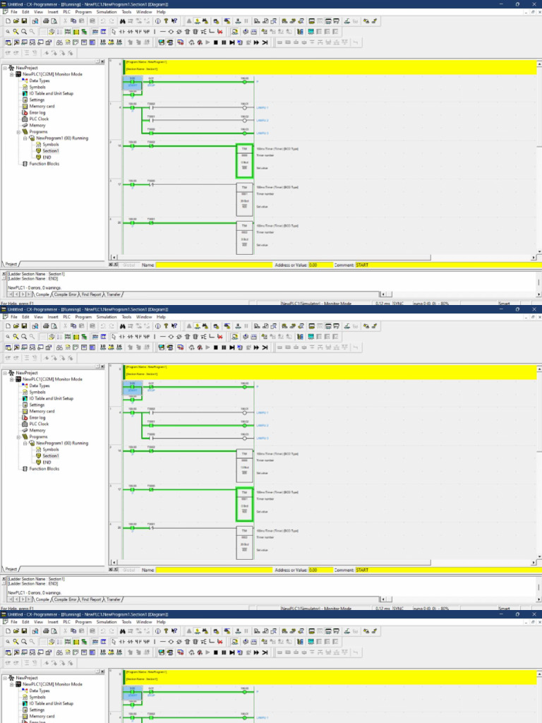 3 lampu menyala bergantian dengan timer - Ladder Diagram PLC OMRON | PDF