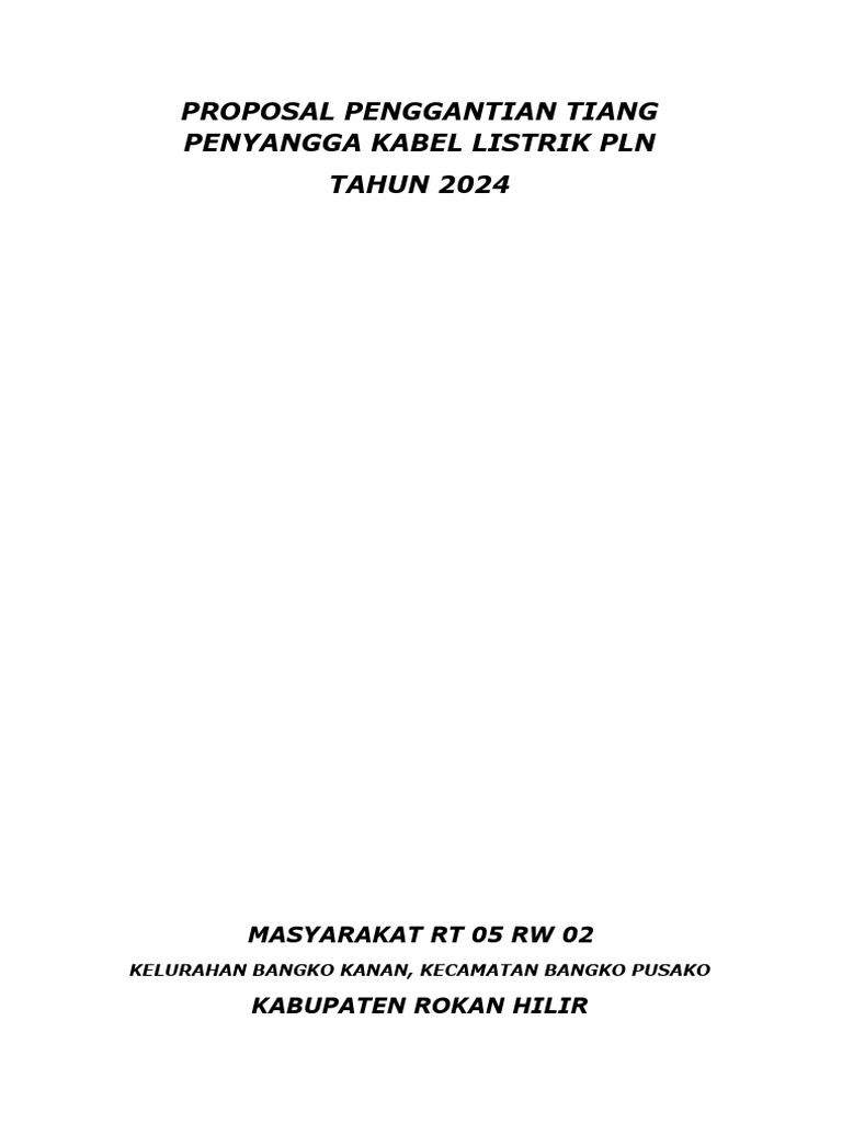 Proposal Pemasangan Tiang Listrik 2024 | PDF