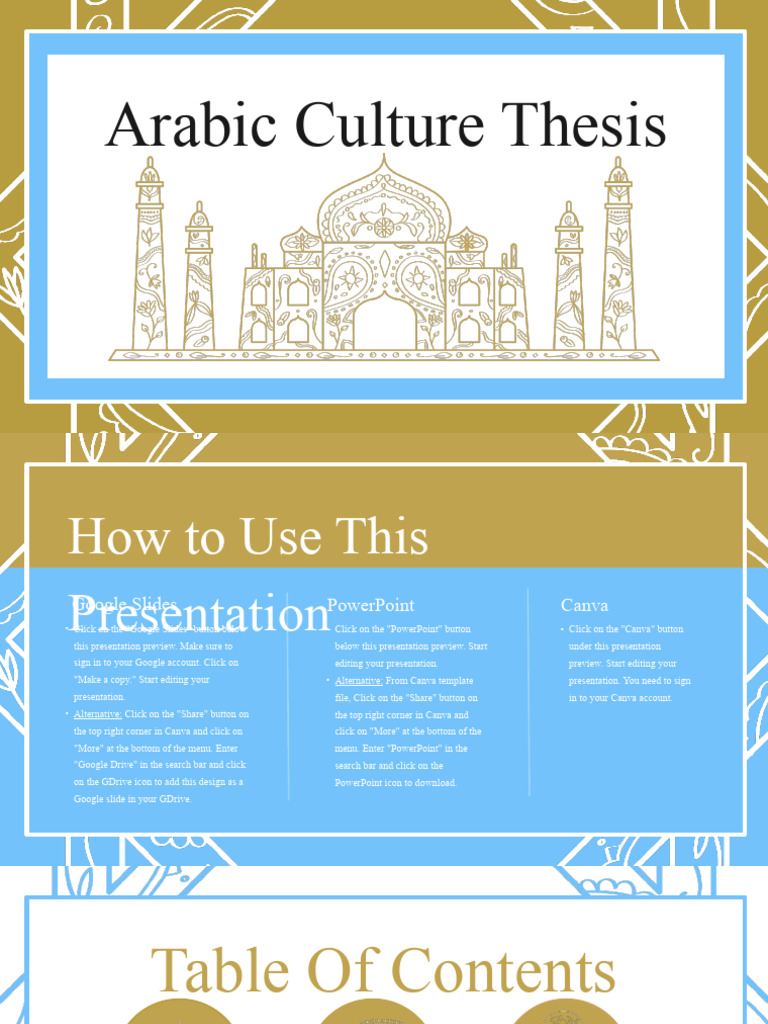 Gold Arabic Culture Thesis Presentation | PDF