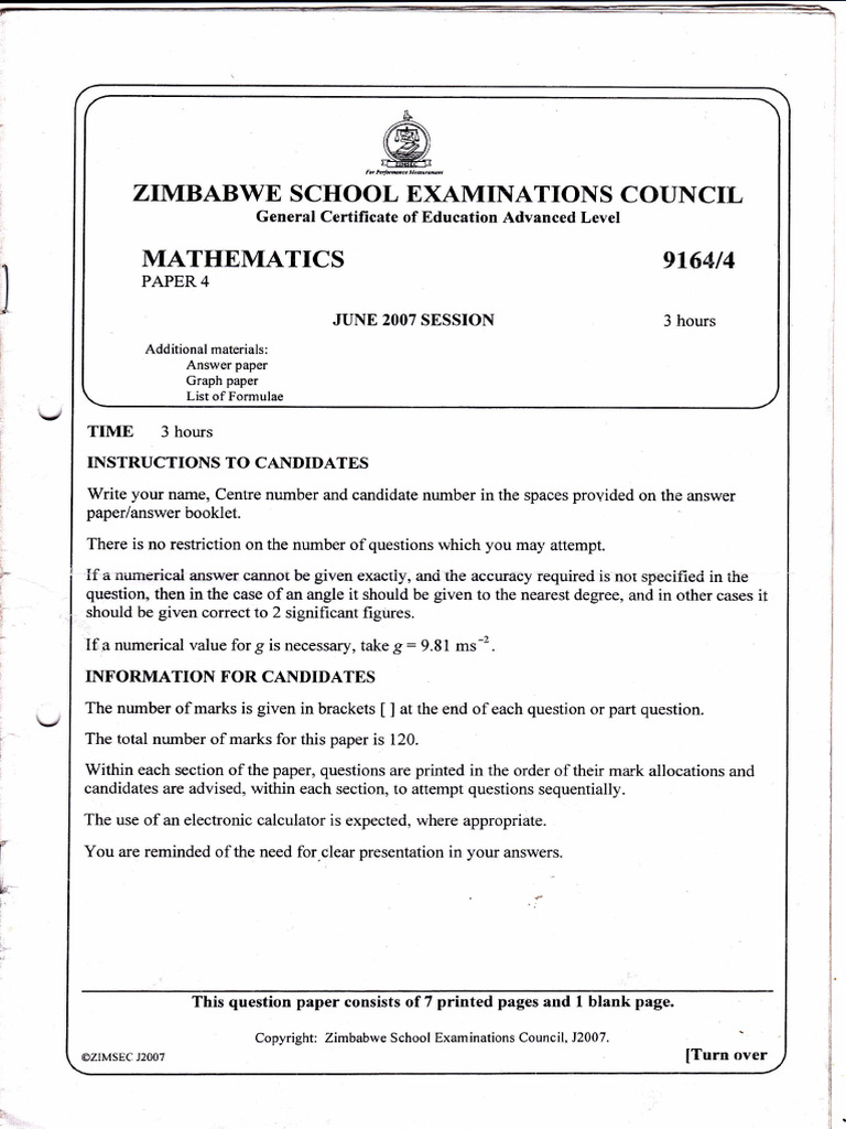 June 2007 Paper 1 Maths | PDF | Standard Deviation | Mean