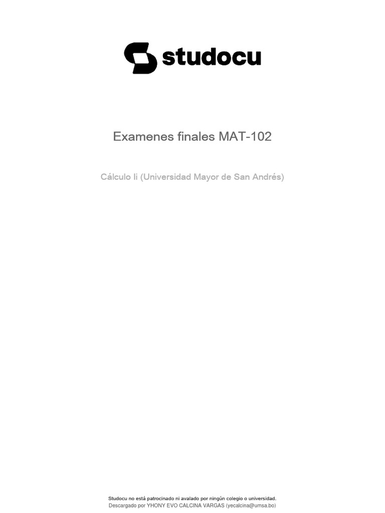 Examenes Finales Mat 102 | PDF