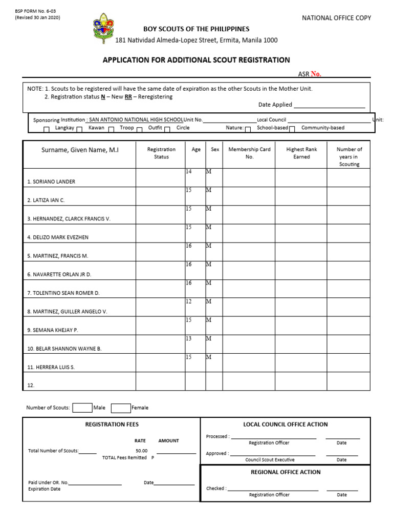 AASR Form | PDF | Youth Movements | Girl Guiding And Girl Scouting