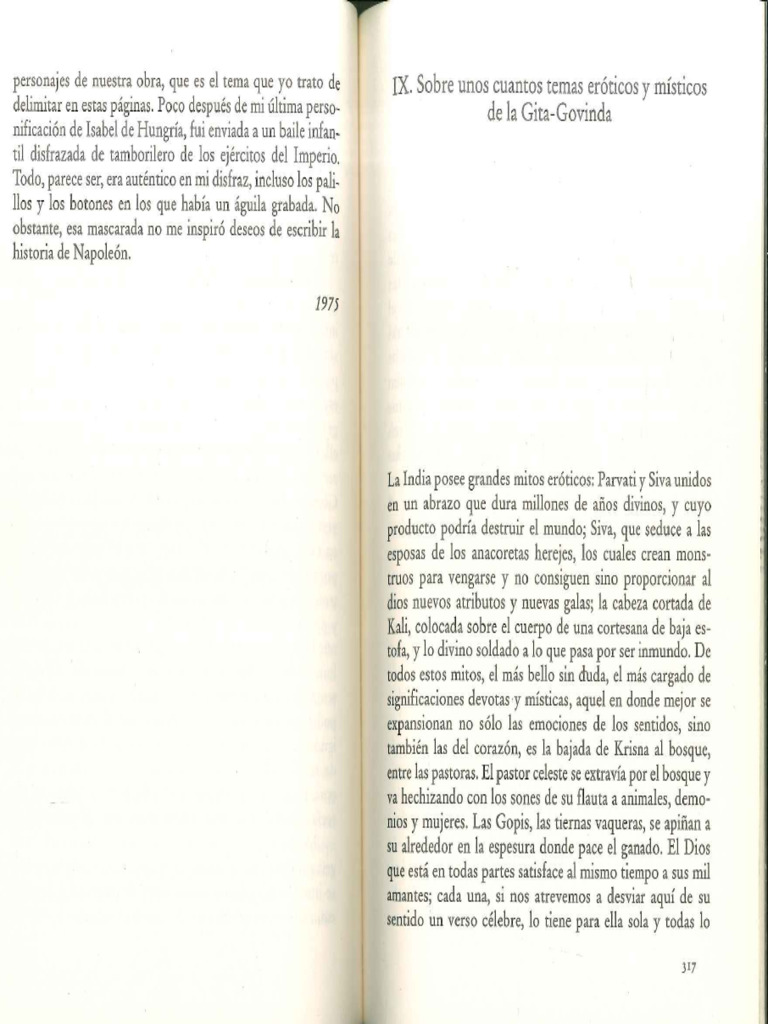 Yourcenar, M. (1991) Sobre Unos Cuantos Temas Eróticos y Místicos de La Gita-Govinda | PDF