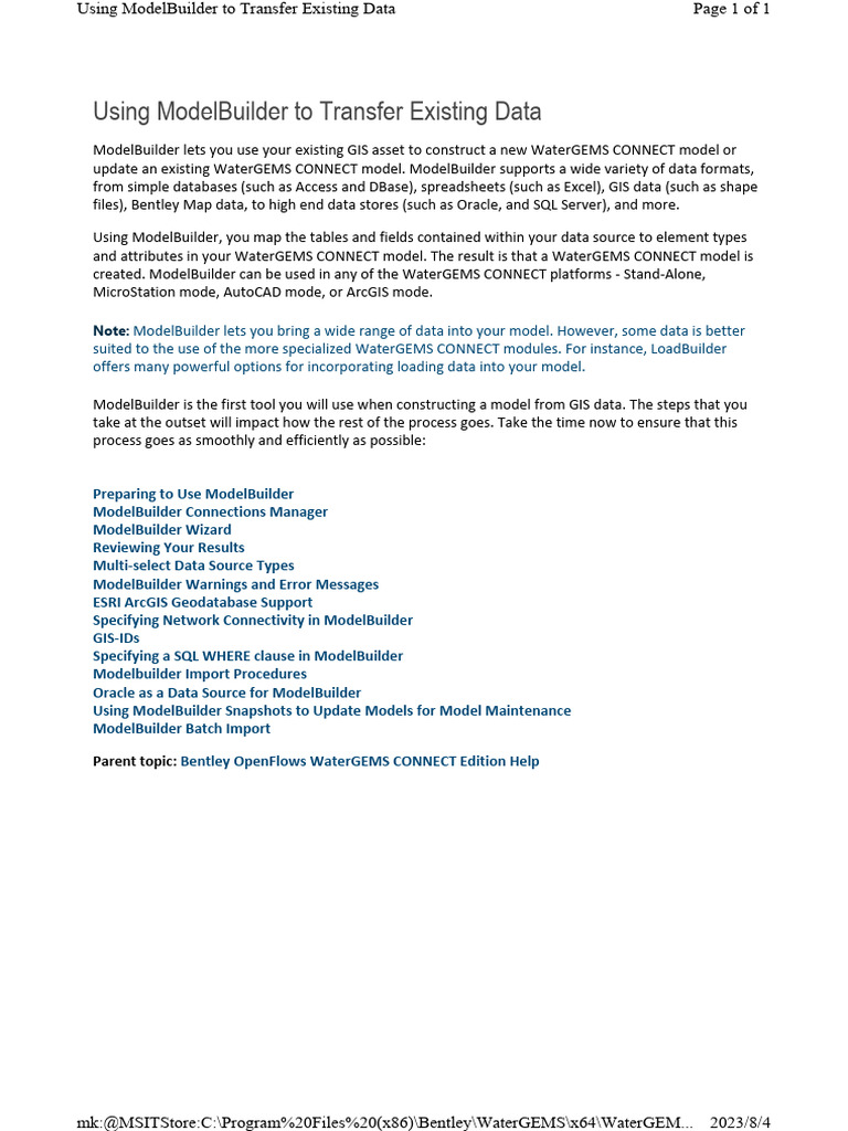 Using ModelBuilder To Transfer Existing Data | PDF