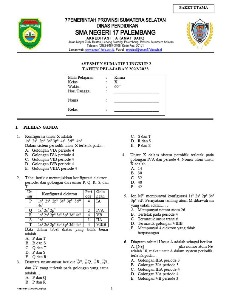ASL 2 (Sistem Periodik) | PDF