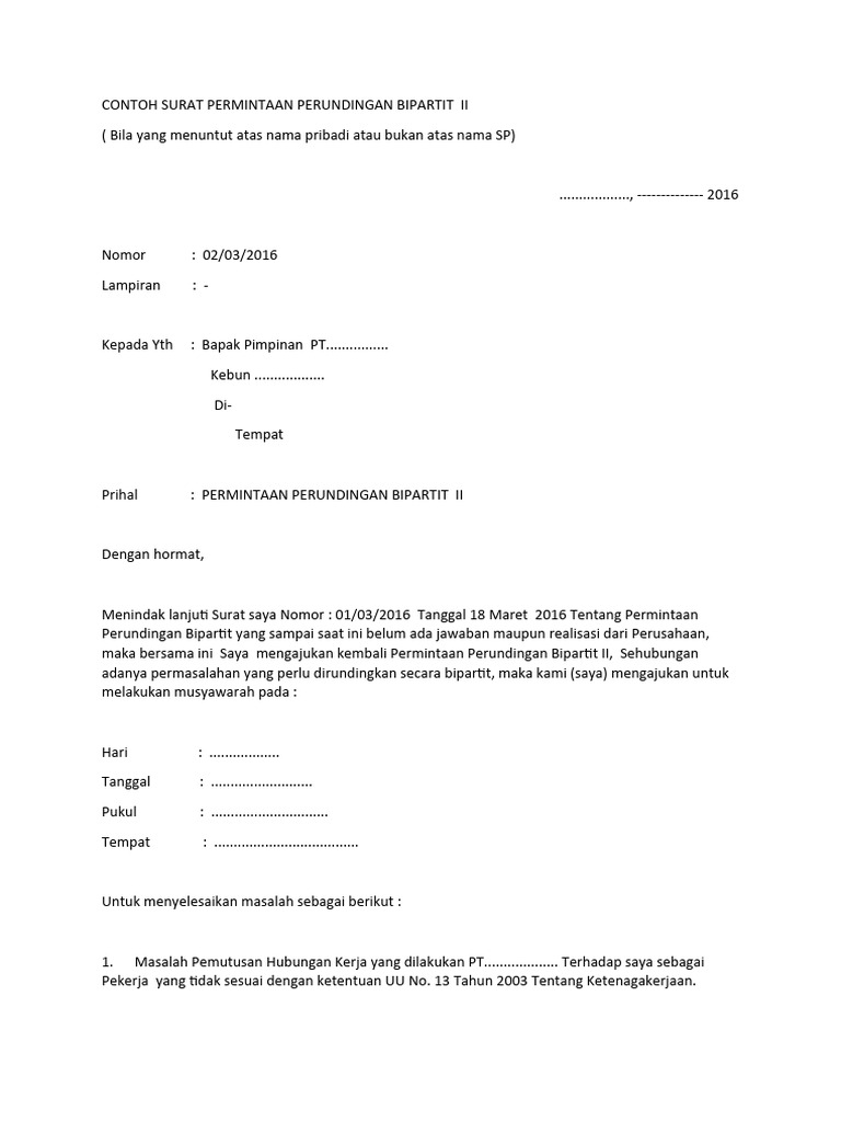 Permintaan Perundingan Bipartit | PDF
