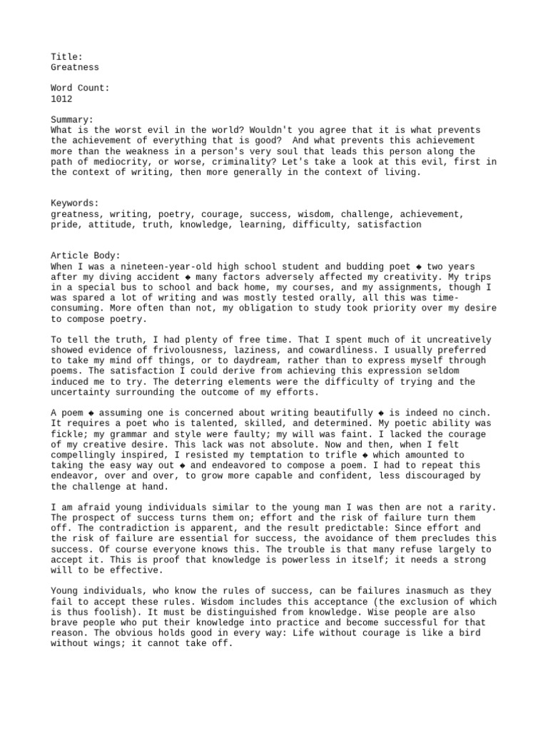 Greatness | PDF | Self-Improvement