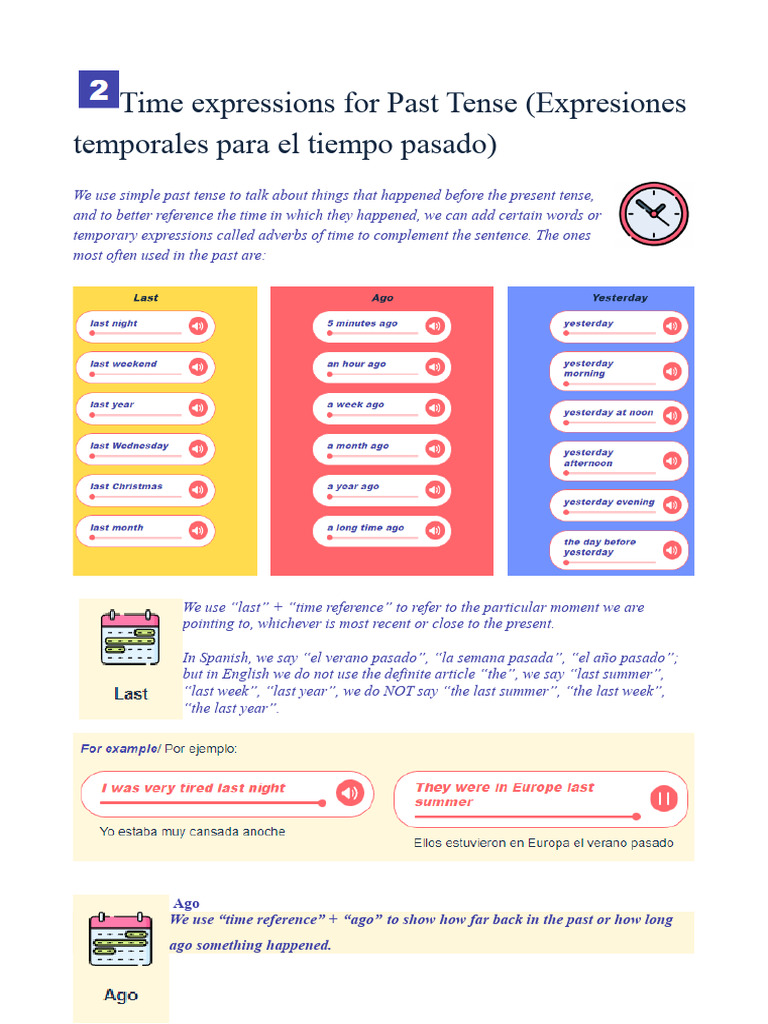 2time Expressions For Past Tense | PDF | Language Arts & Discipline
