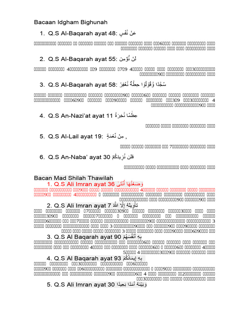 Contoh Bacaan Idghom Bighunah | PDF