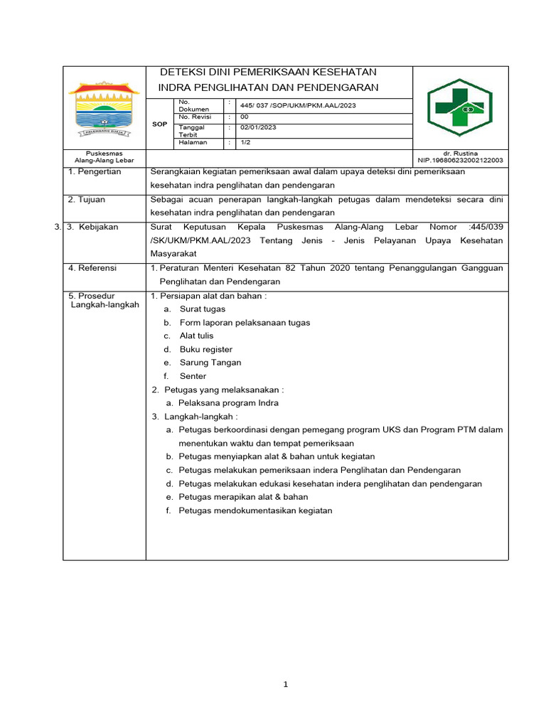 SOP Indera 2023 | PDF