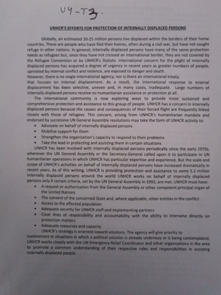 Protection of Stateless and Internally Displaced Person | PDF ...