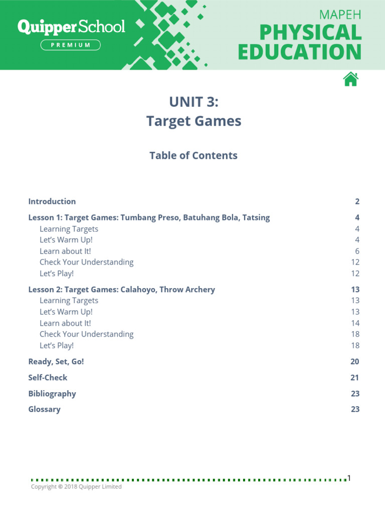 Unit 3 - Target Games, 2 Lessons | PDF