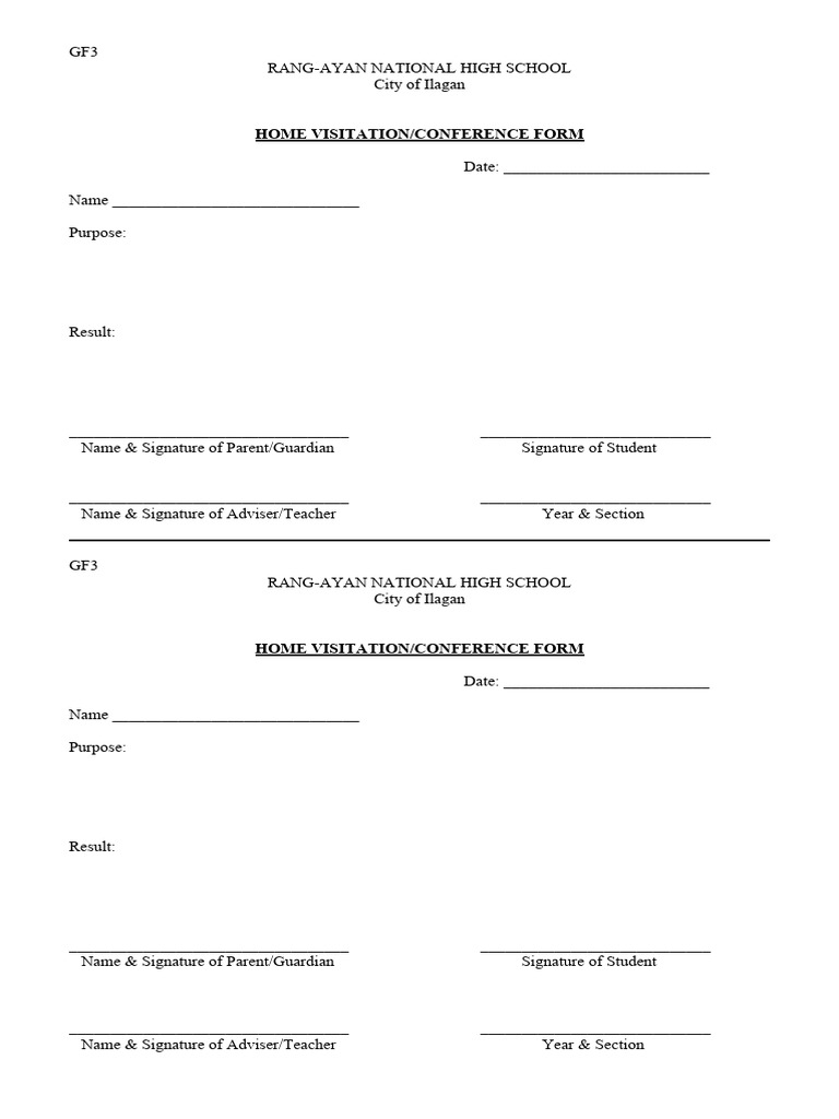 GF3 - Home Visitation Form | PDF
