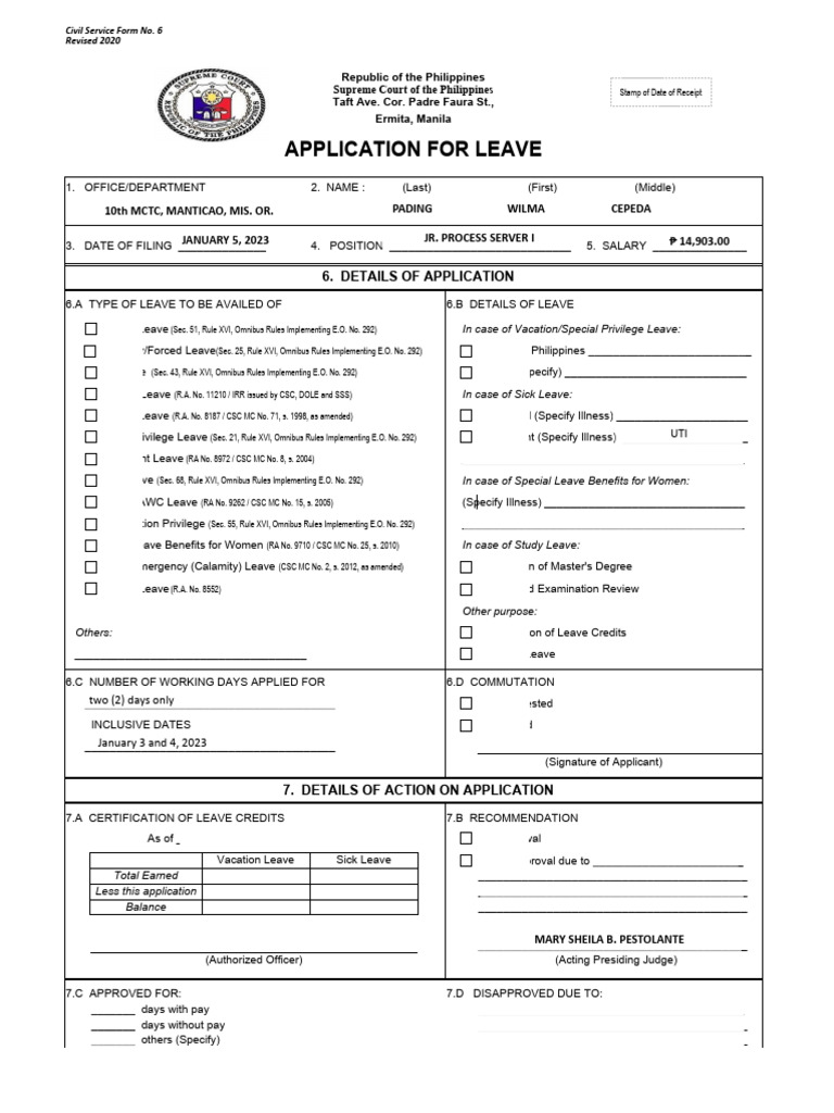 Leave Form Fillable | PDF