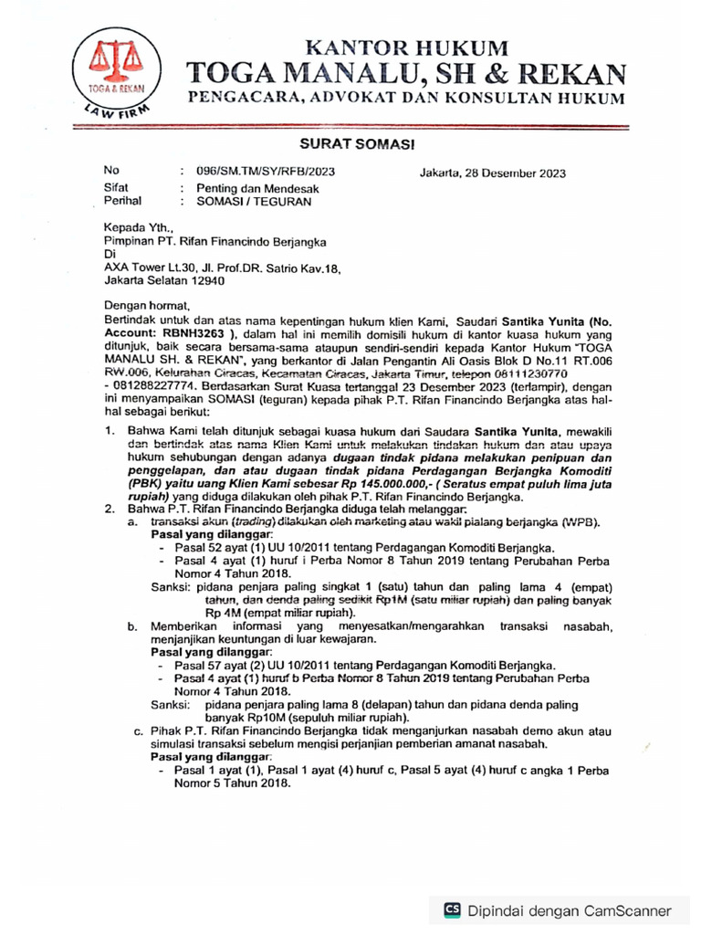 Surat Somasi Santika Yunita-2 | PDF