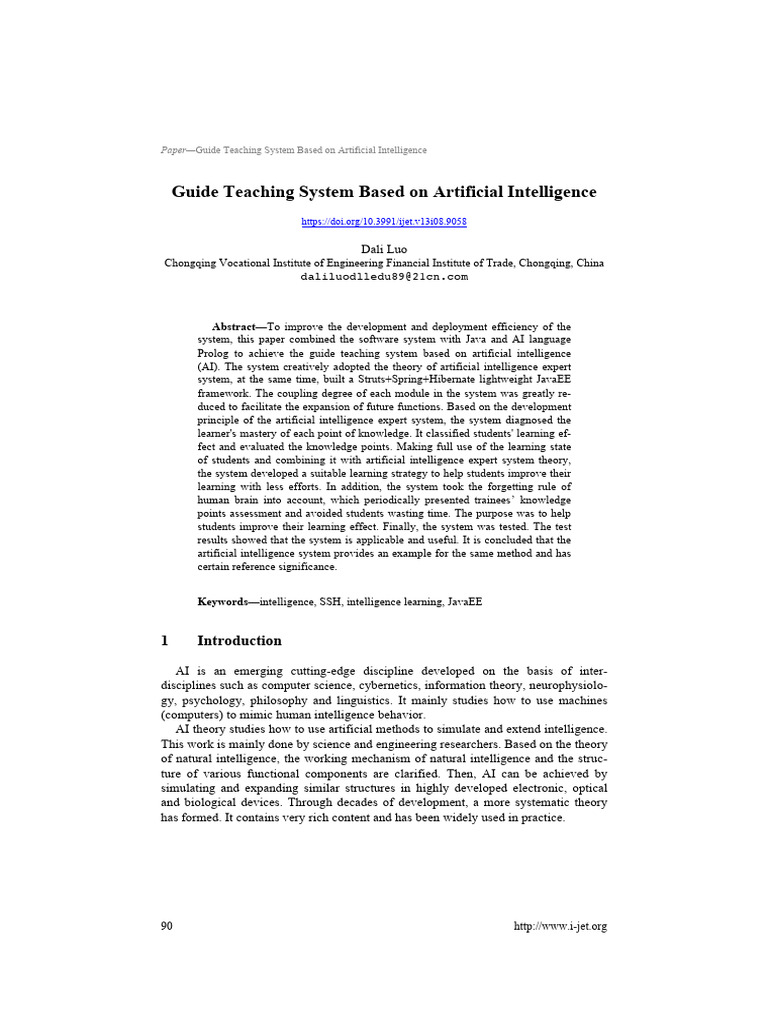 Guide Teaching System Based On Artificial Intelligence | PDF | Technology & Engineering
