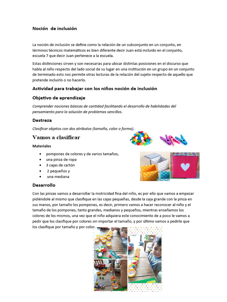 Noción de Inclusión | Descargar gratis PDF | Conjunto (Matemáticas ...