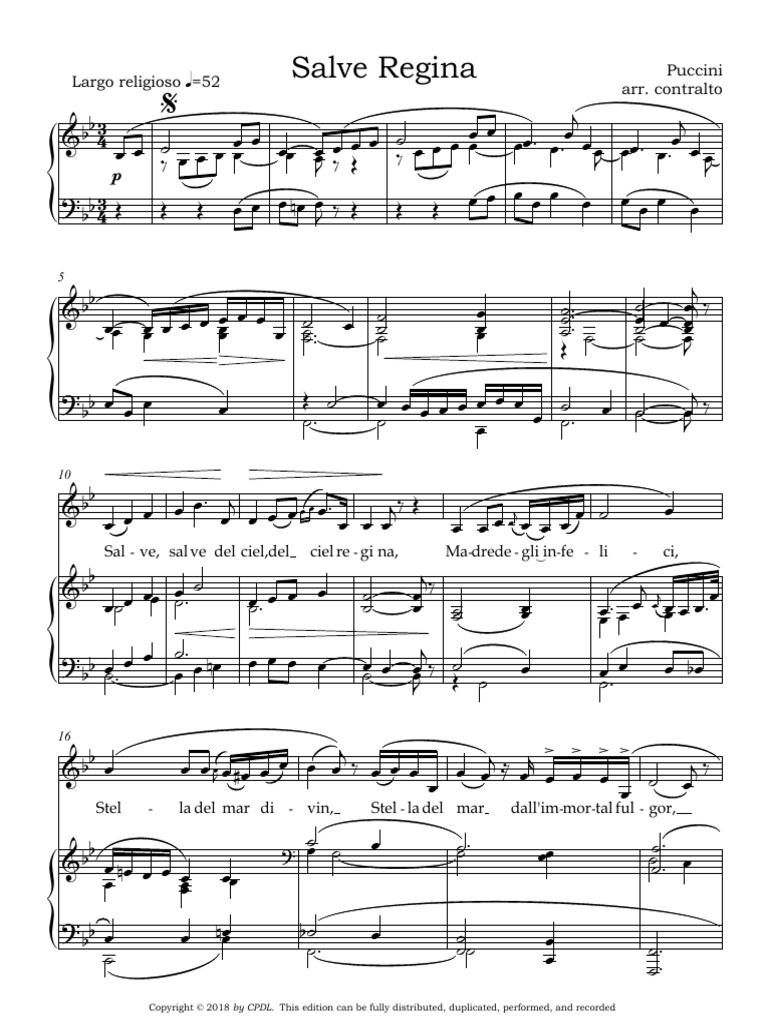 Salve Regina Puccini Alto | PDF