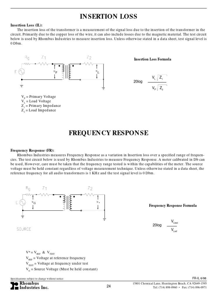 Insertion Loss | PDF | Transformer | Electrical Impedance