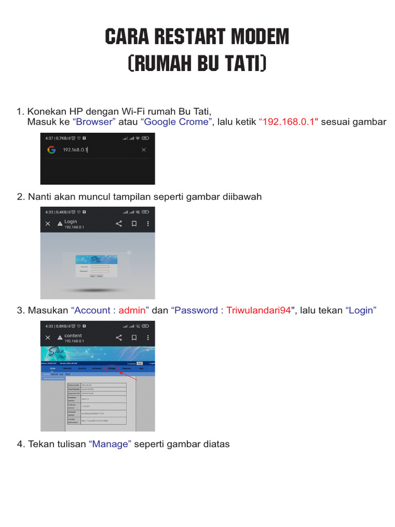 Panduan Restart Modem Wi-Fi Rumah | PDF