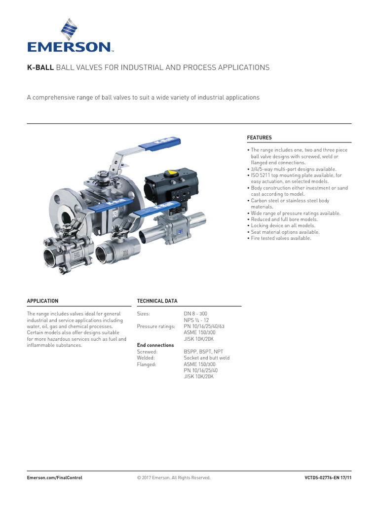 Emerson K-Ball Valves Overview | PDF | Valve | Screw