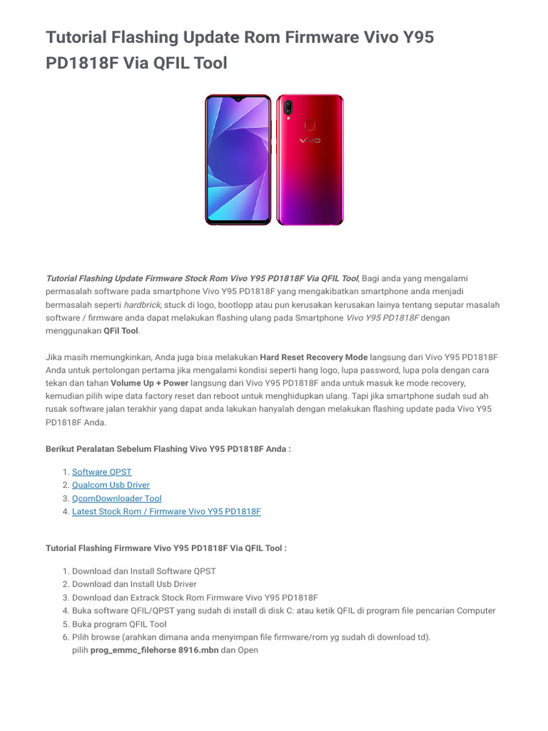 Tutorial Flashing Update Rom Firmware Vivo Y95 PD1818F Via QFIL Tool - Zonexweb - Tutorial ...