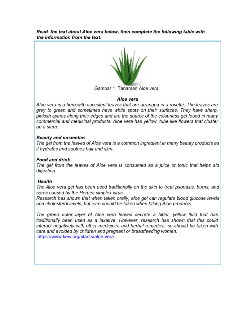 Aloe Vera: Benefits and Uses Explained | PDF