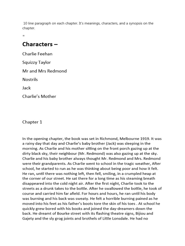 Chapter Summaries and Character Insights | PDF