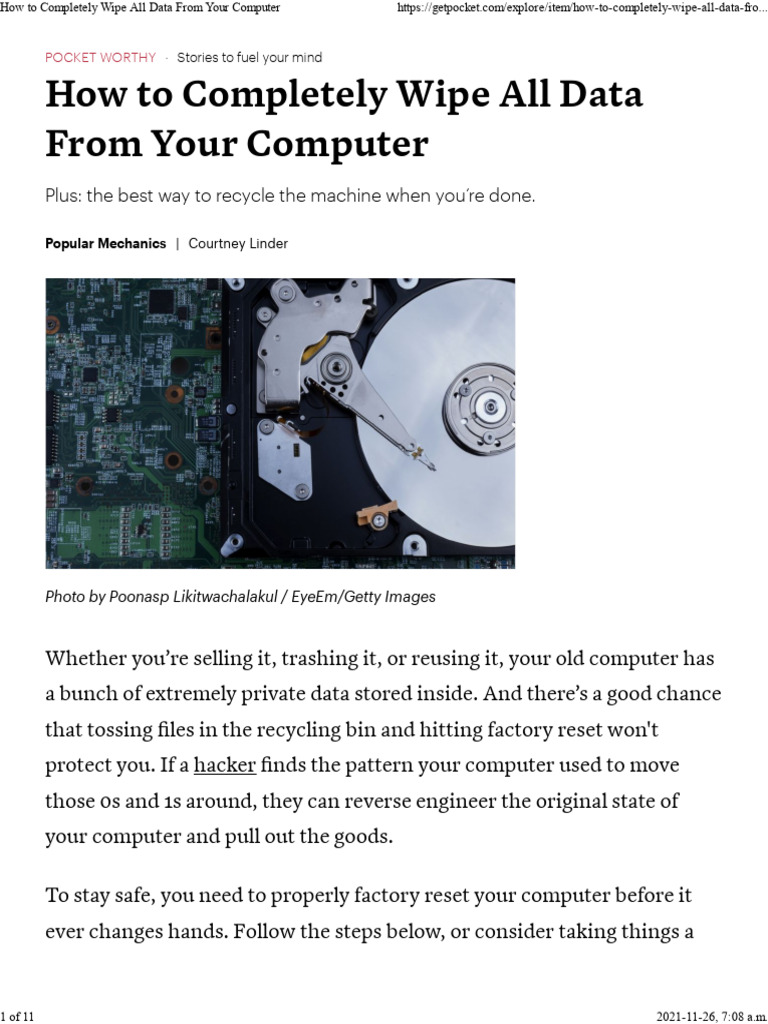 How To Completely Wipe All Data From Your Computer | PDF | Business ...