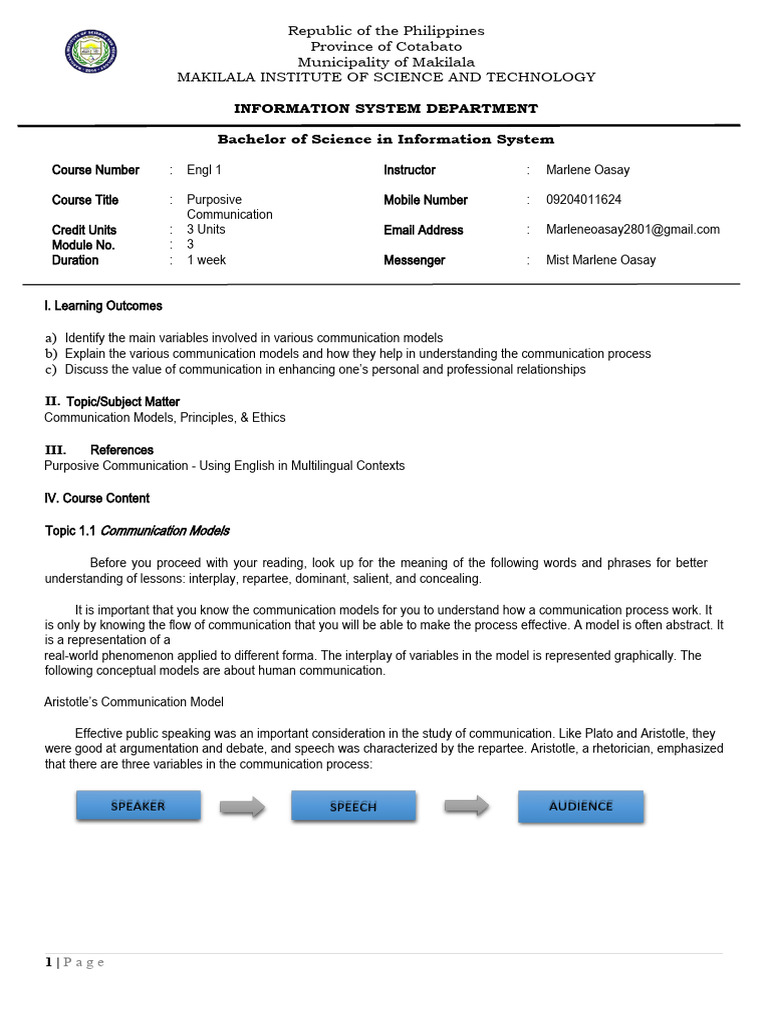 Module 3 - Communication Models, Principles, and Ethics | PDF ...