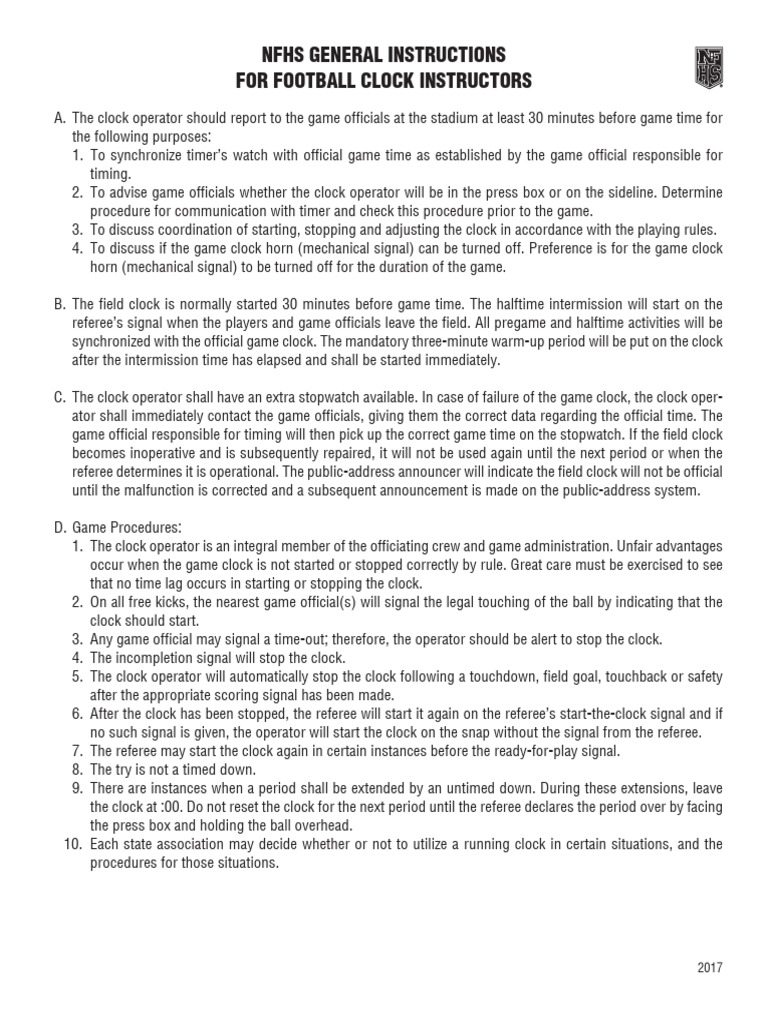 Football Clock Operator Guide | PDF | Clock | Referee