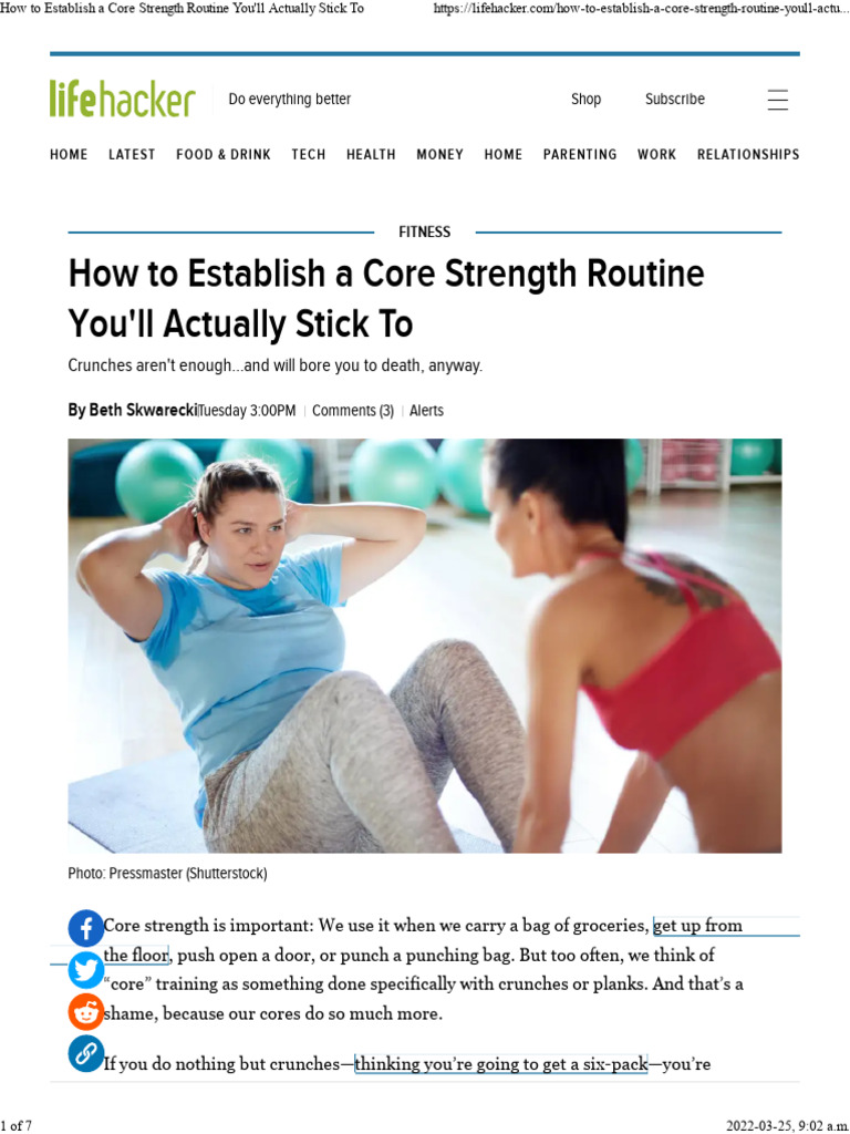 How To Establish A Core Strength Routine You'll Actually Stick To | PDF ...