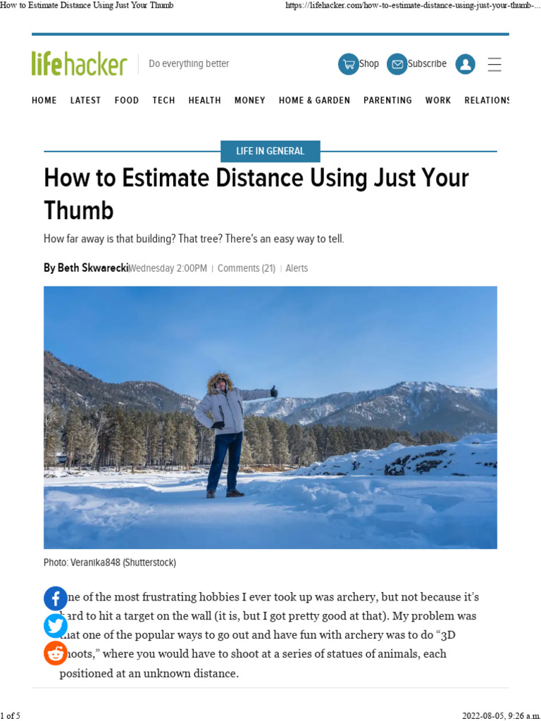 Estimate Distance with Your Thumb | PDF | Foot (Unit) | Inch