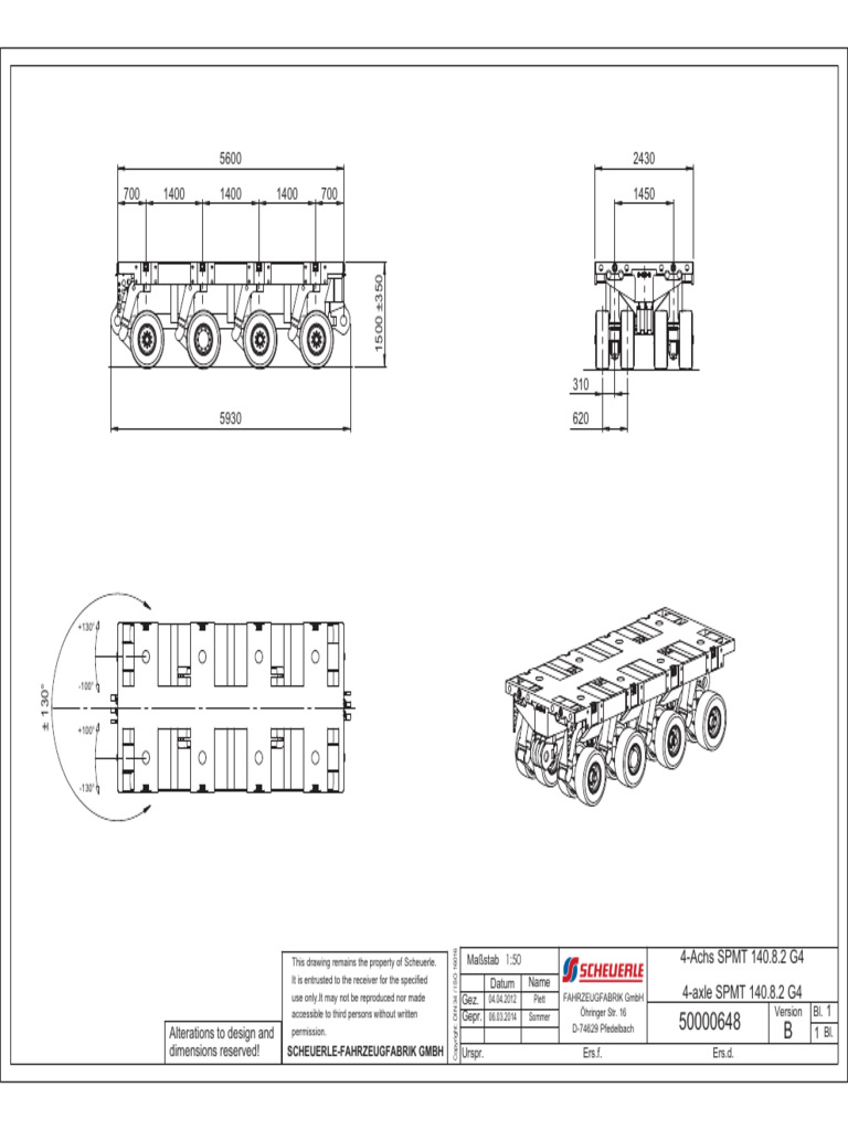SPMT 4 Axle Line Drawing | PDF | Intellectual Property Law ...