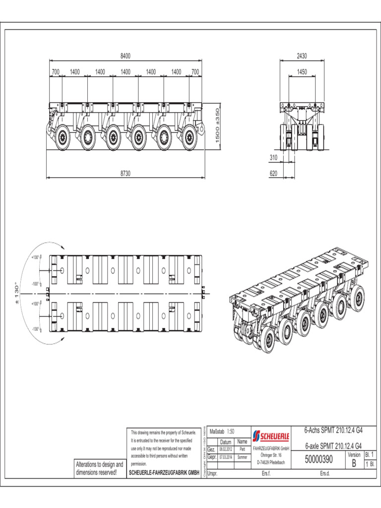 SPMT 6 Axle Line Drawing | PDF | Intellectual Property Law | Intellectual Works