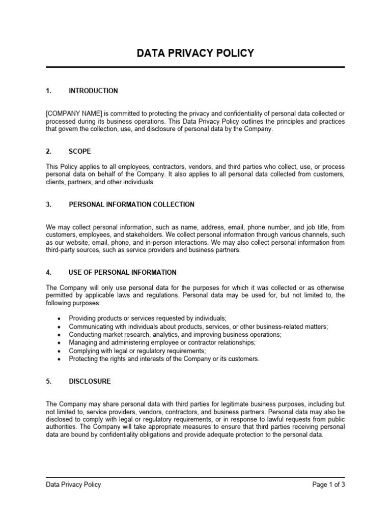 Data Privacy Policy | PDF | Information Privacy | Privacy