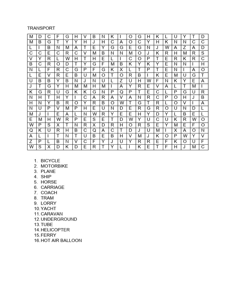 WORD SEARCH FORM 2 | PDF | Transport