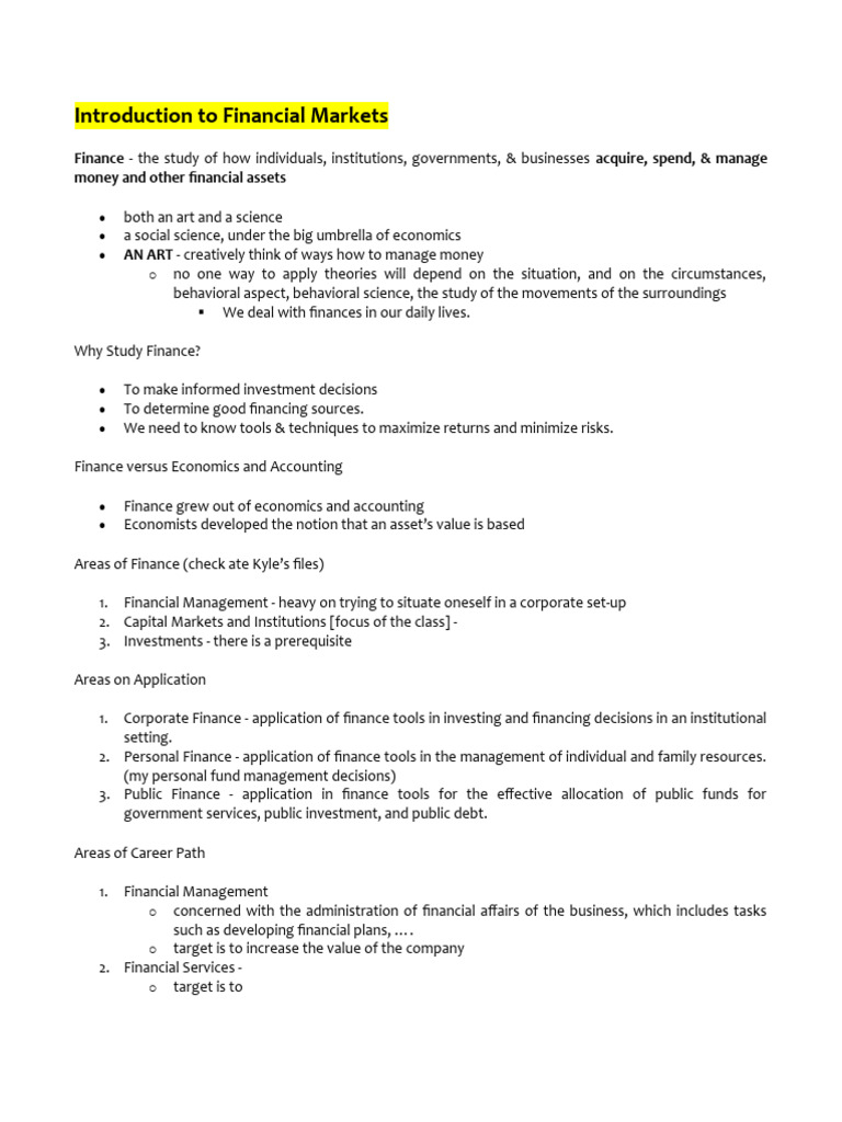 Finman Midterm Reviewer | PDF