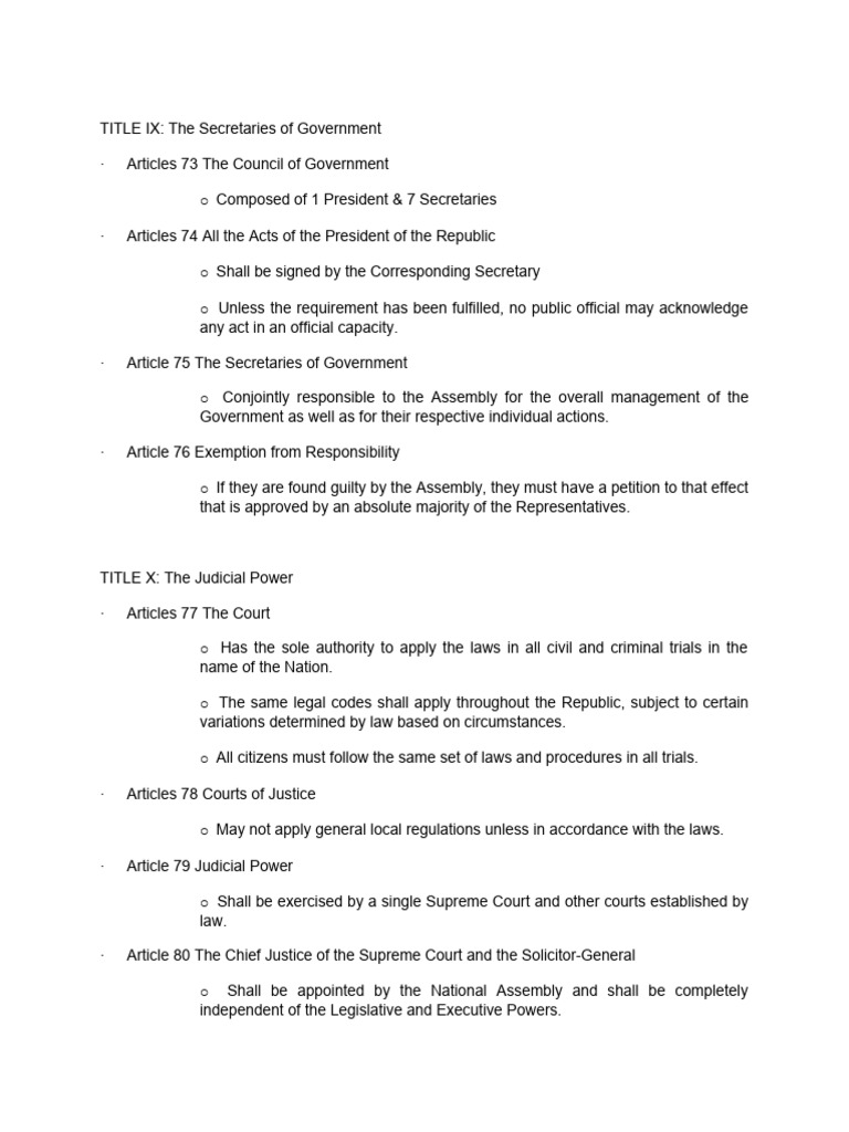 Key Points of The 1899 Malolos Constitution Titles 9-12 | PDF ...