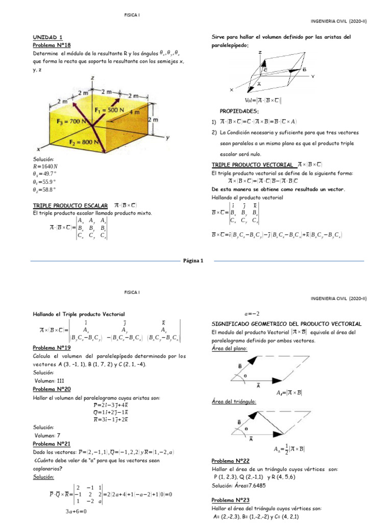 Semana 2b-Física I | PDF | Vector Euclidiano | Escalar (Matemáticas)