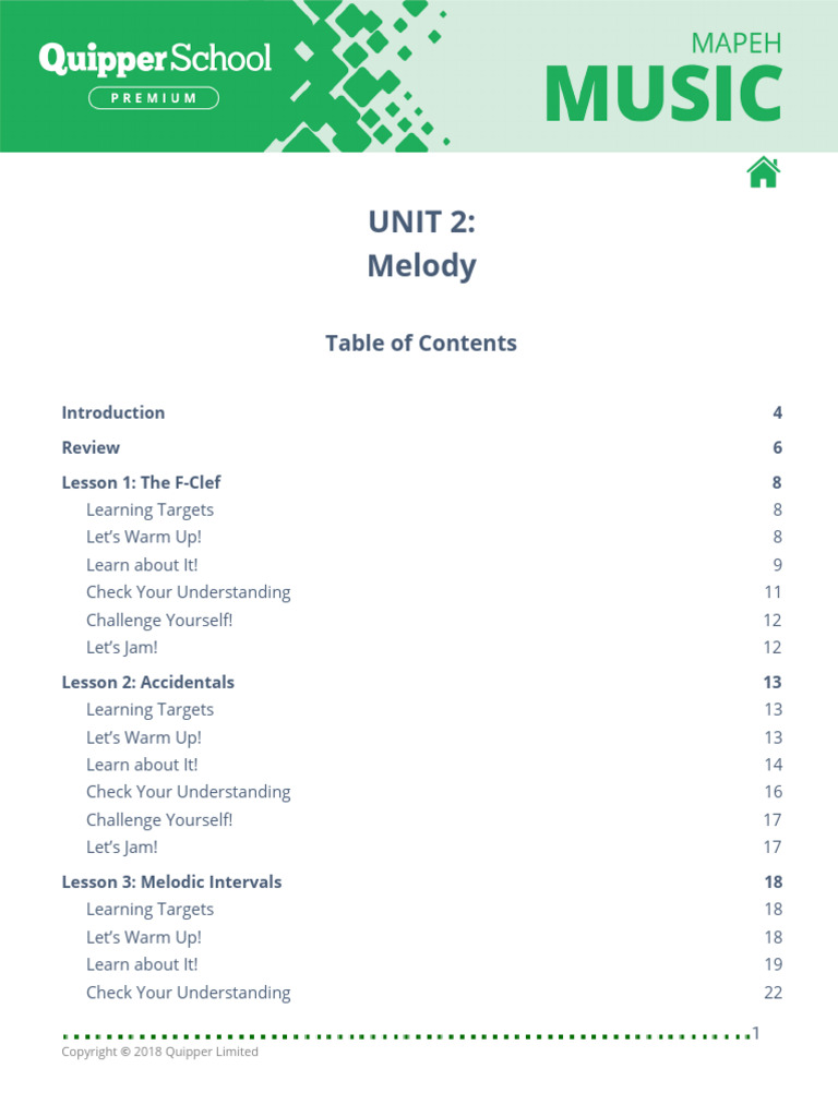 Unit 2 - Melody | PDF | Clef | Scale (Music)