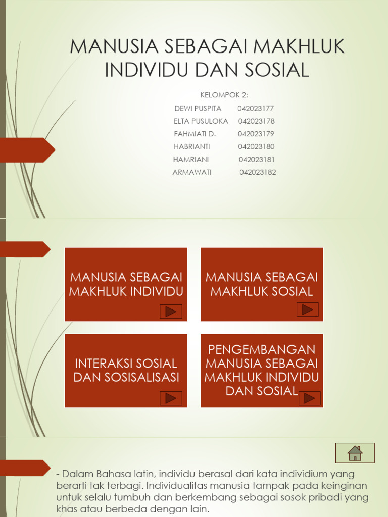 Manusia Sebagai Makhluk Individu Dan Sosial | PDF