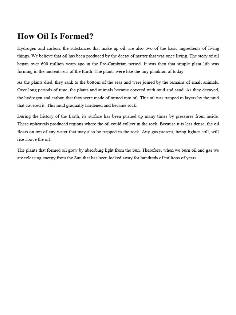 How Oil Is Formed | PDF