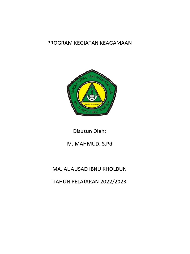Program Kerja Keagamaan 20212022 | PDF