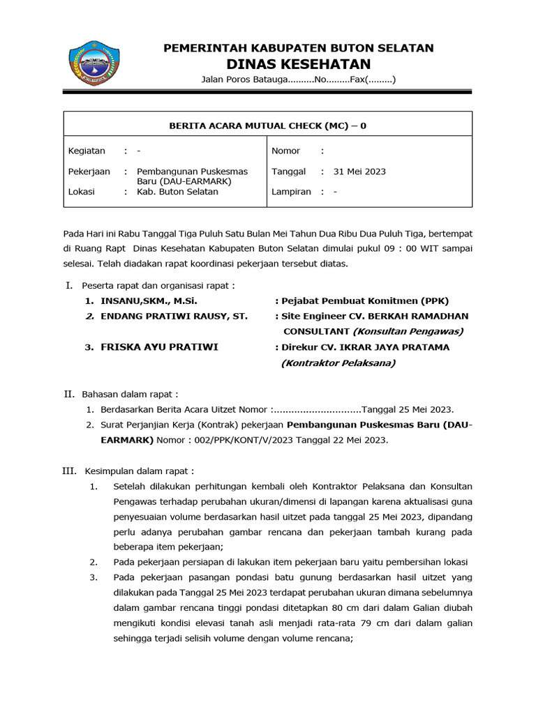 Berita Acara Mc 0 Pdf