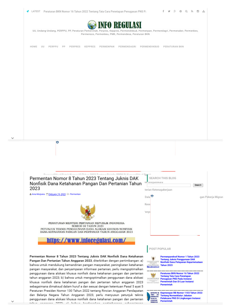 Ringkasa-Permentan Nomor 8 Tahun 2023 Tentang Juknis DAK Nonfisik Dana ...