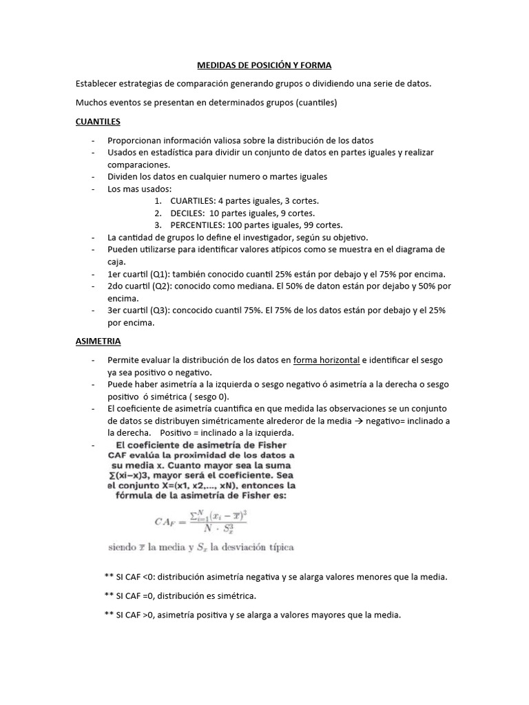 Medidas de Posición y Forma | PDF | Cuantil | Oblicuidad