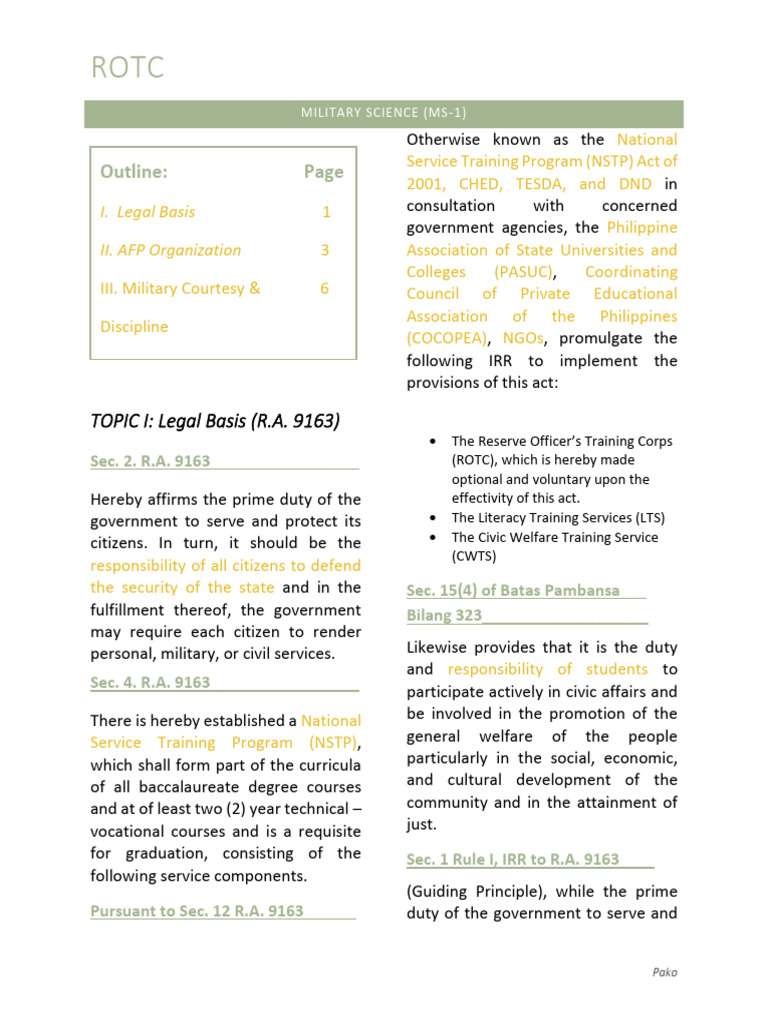 ROTC Reviewer Season 1 2 3 | PDF | Philippines | International Security